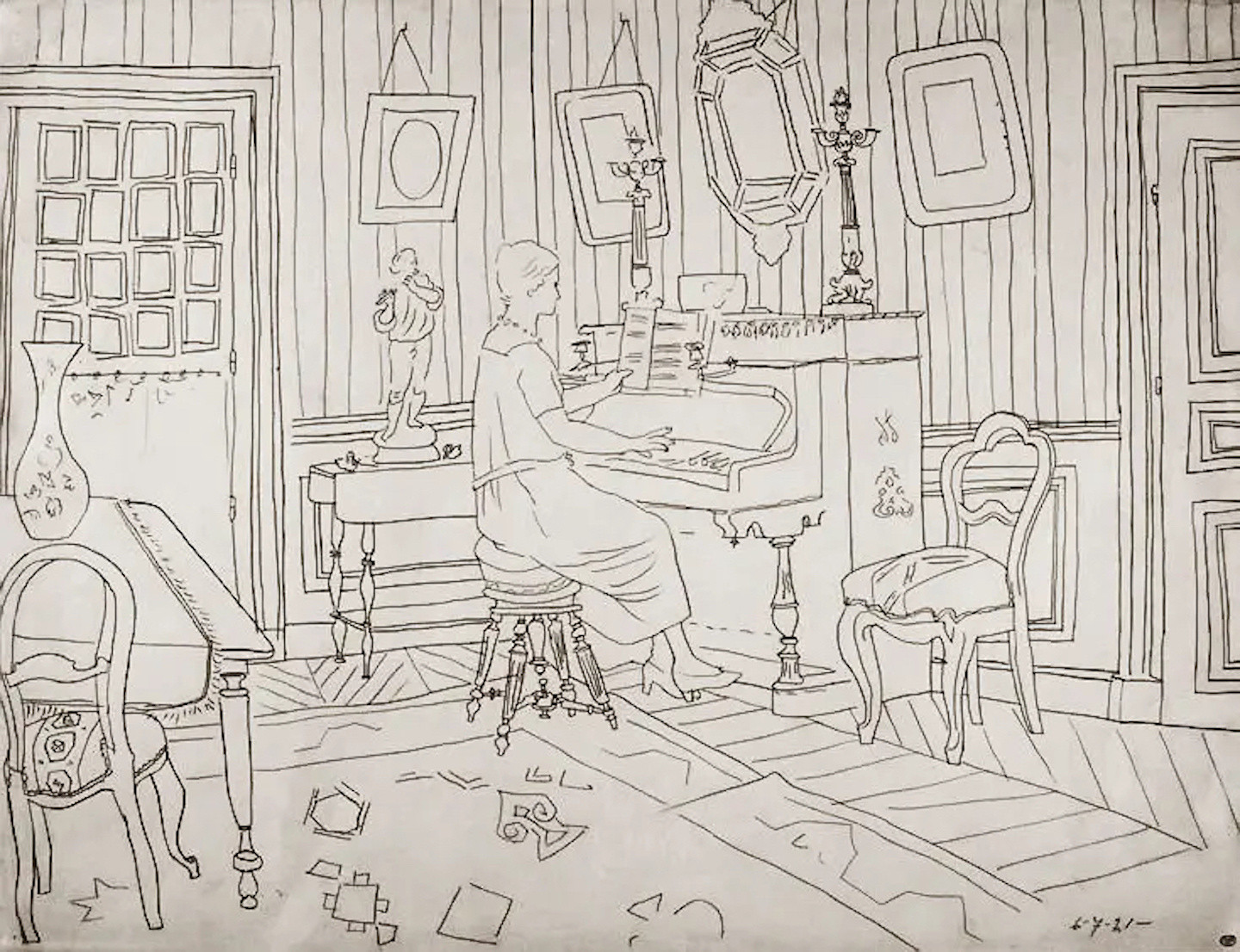 Pablo Picasso. The Salon of the Home of Fontainebleau: Olga at the ...