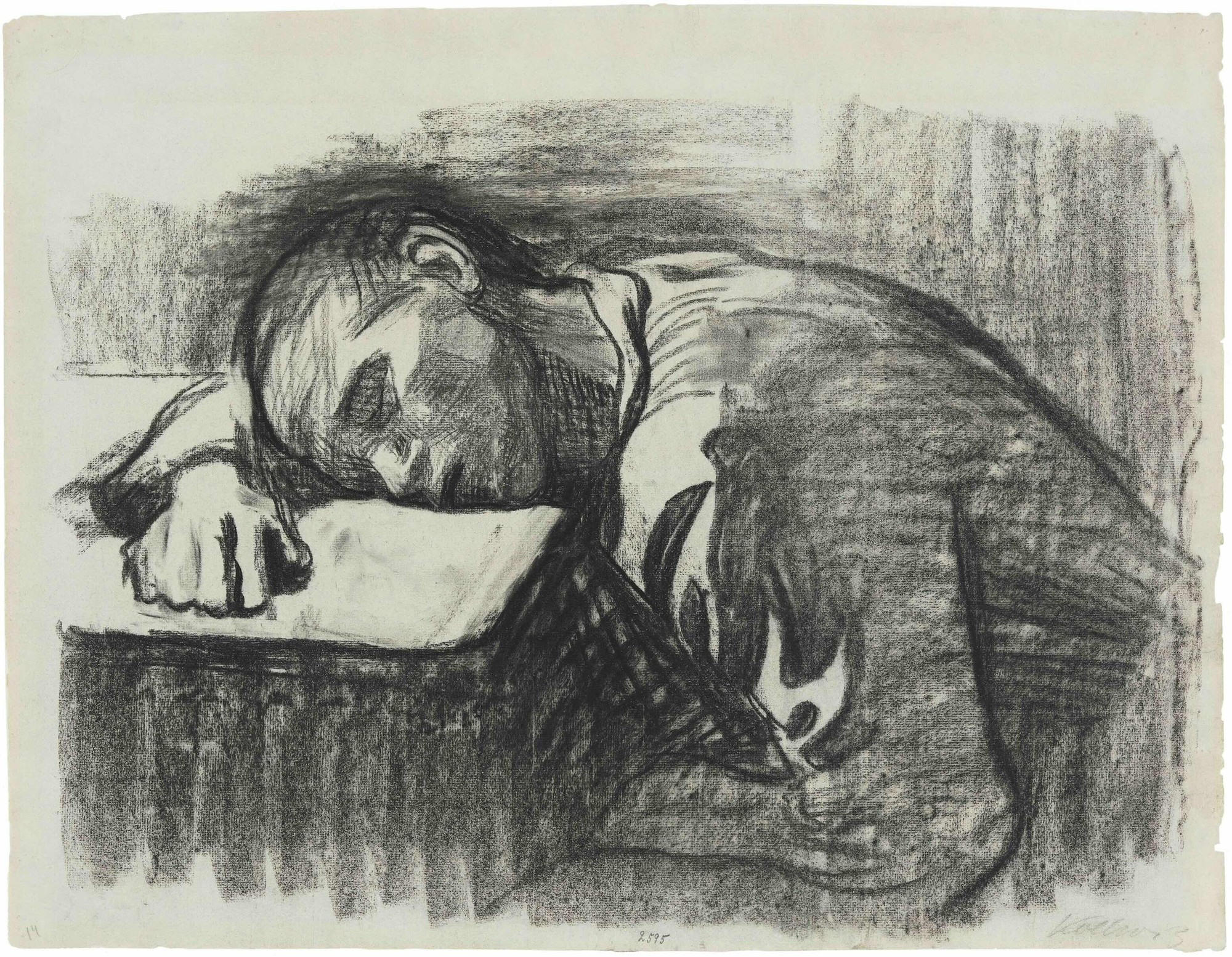 Käthe Kollwitz. Home Worker, Asleep at the Table. 1909 | MoMA