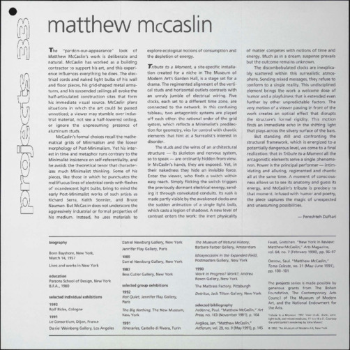 Projects 33: Matthew McCaslin | MoMA