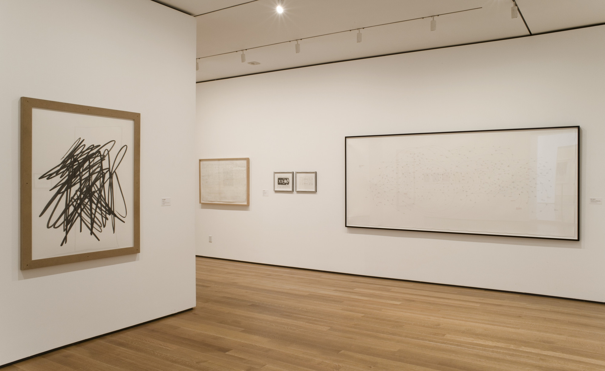 Installation view of the exhibition "Lines, Grids, Stains, Words" | MoMA