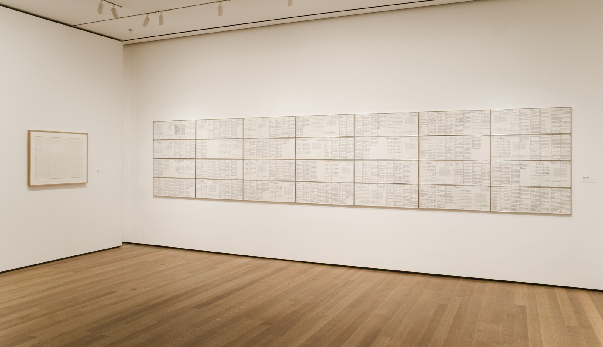 Installation view of the exhibition "Lines, Grids, Stains, Words" | MoMA