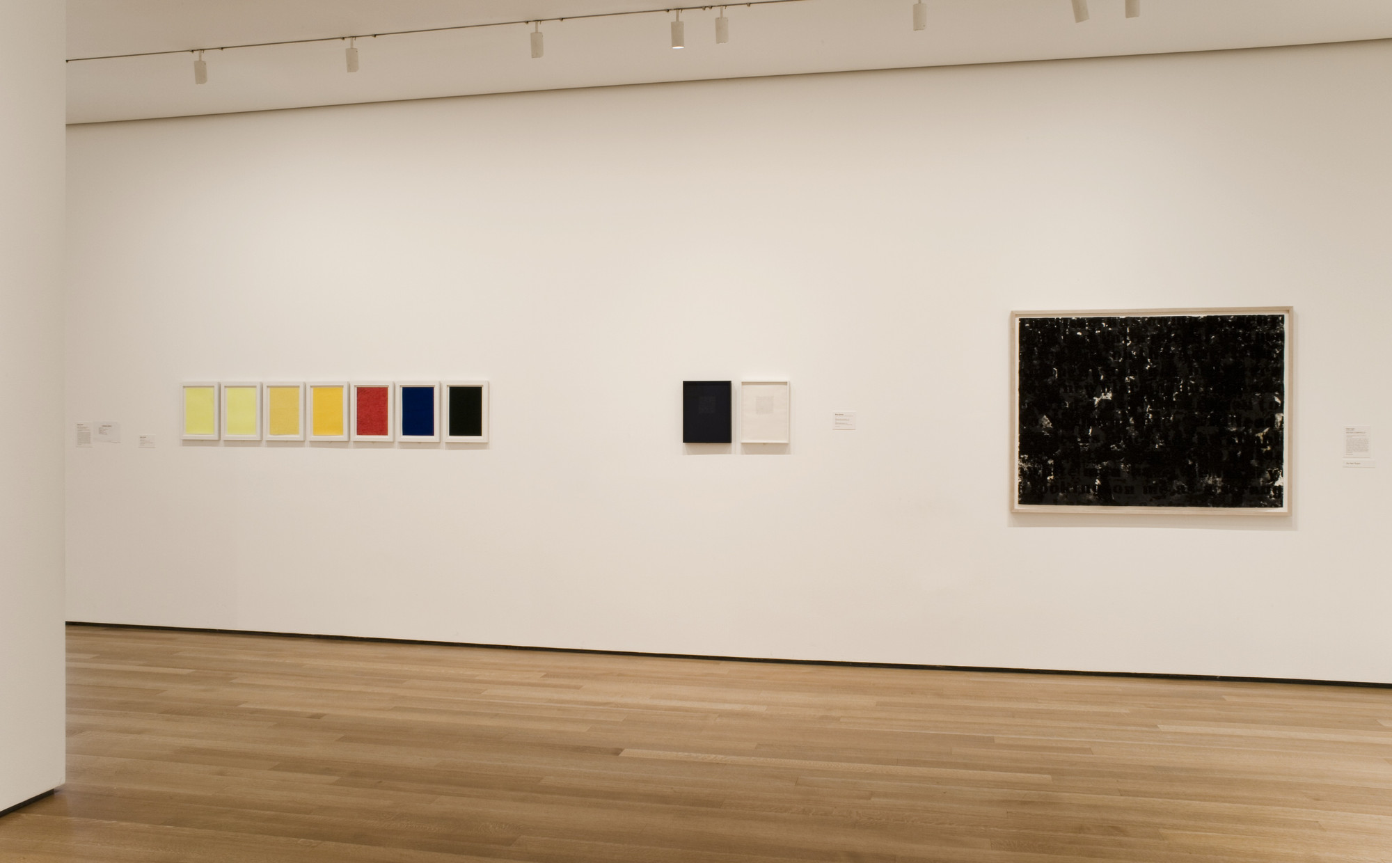Installation view of the exhibition "Lines, Grids, Stains, Words" | MoMA