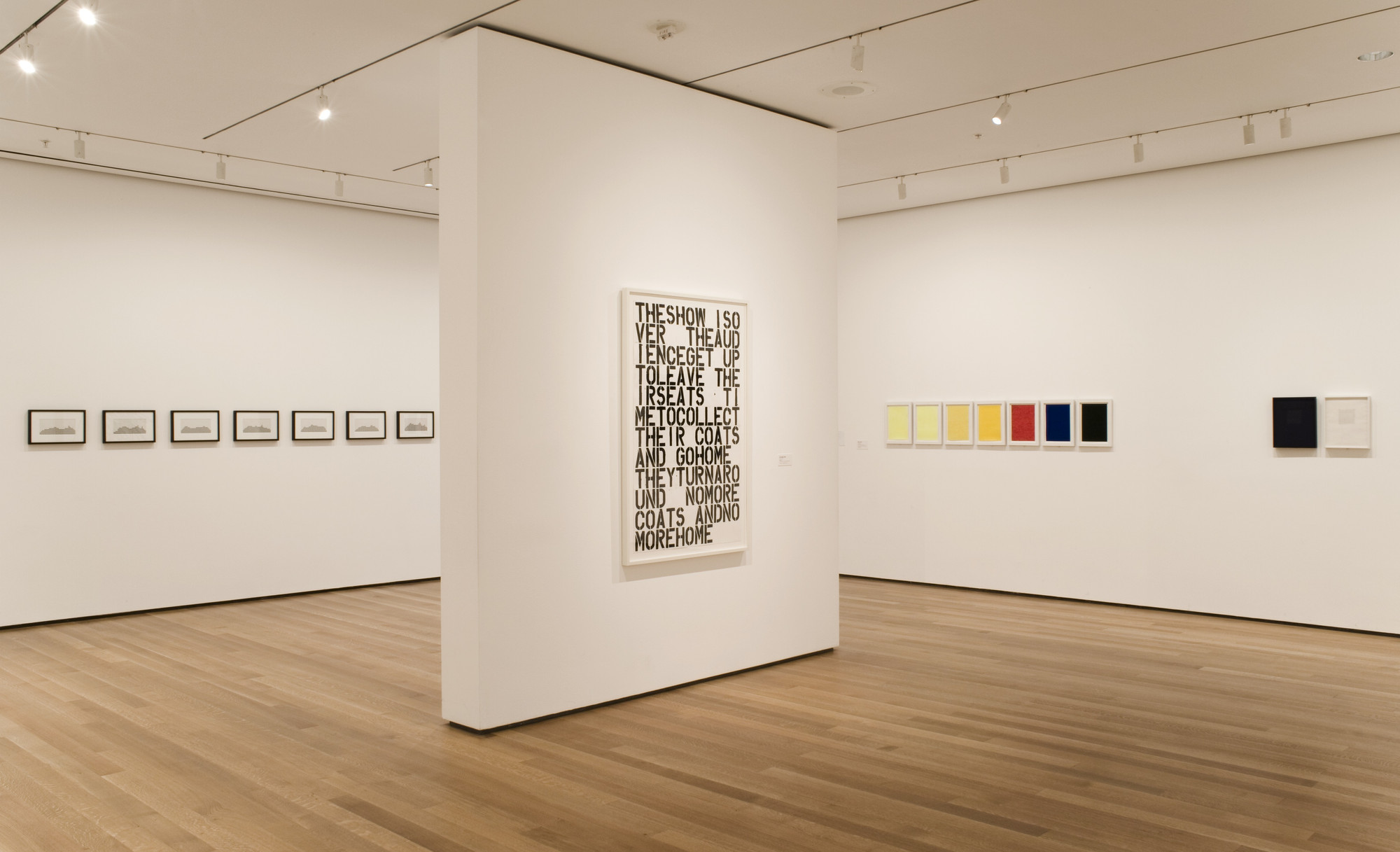 Installation view of the exhibition "Lines, Grids, Stains, Words" | MoMA