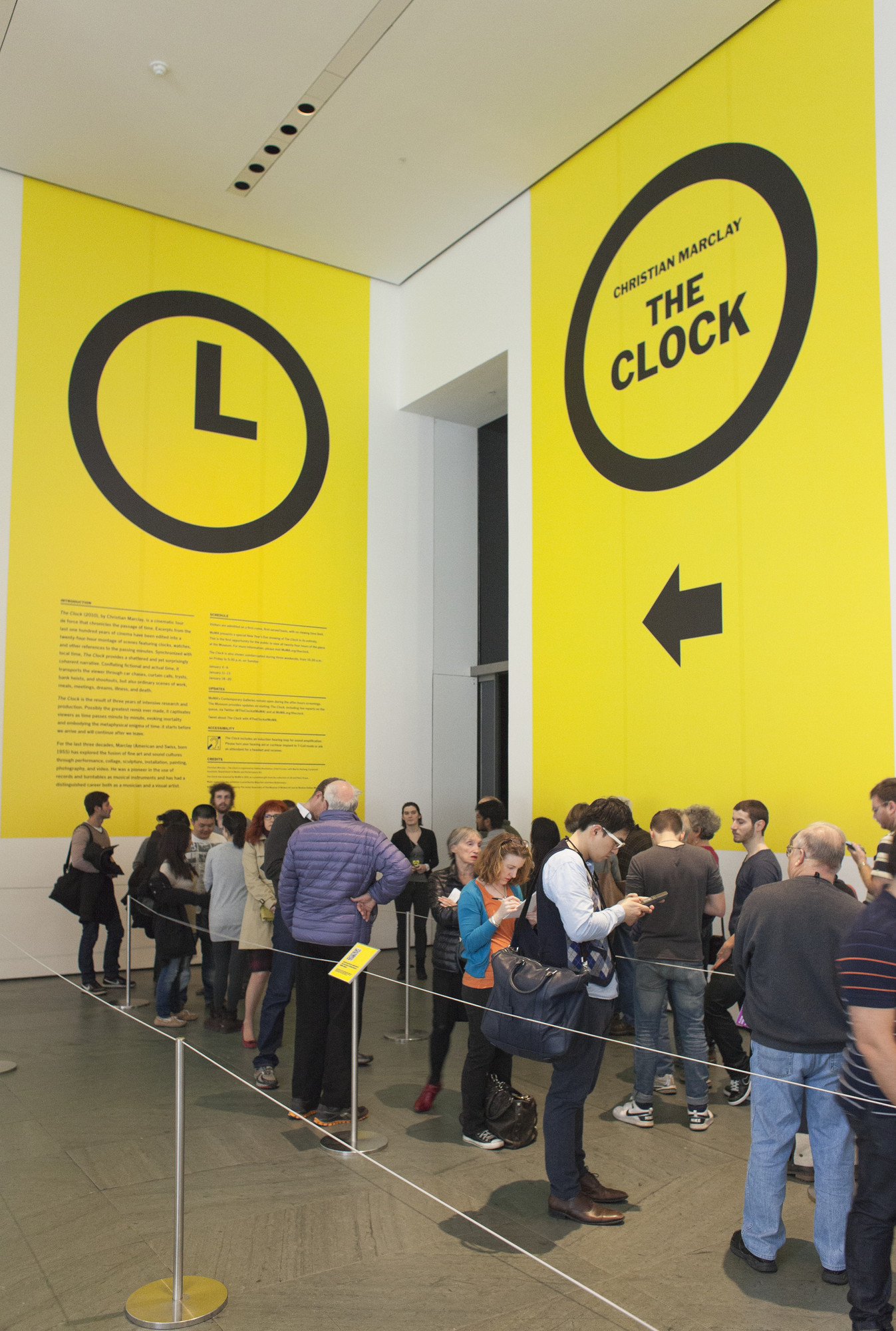 Installation view of the exhibition "Christian Marclay—The Clock" | MoMA