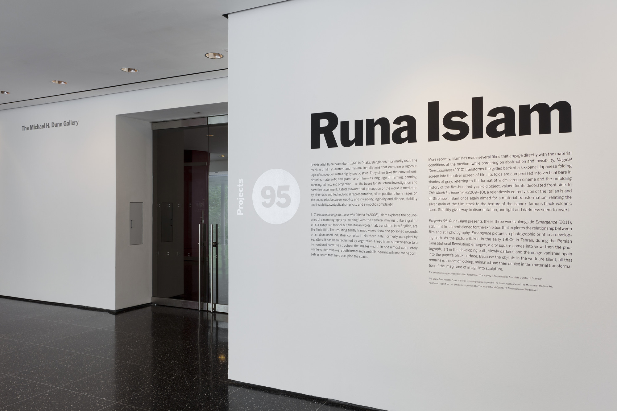 Installation view of the exhibition "Projects 95: Runa Islam" | MoMA