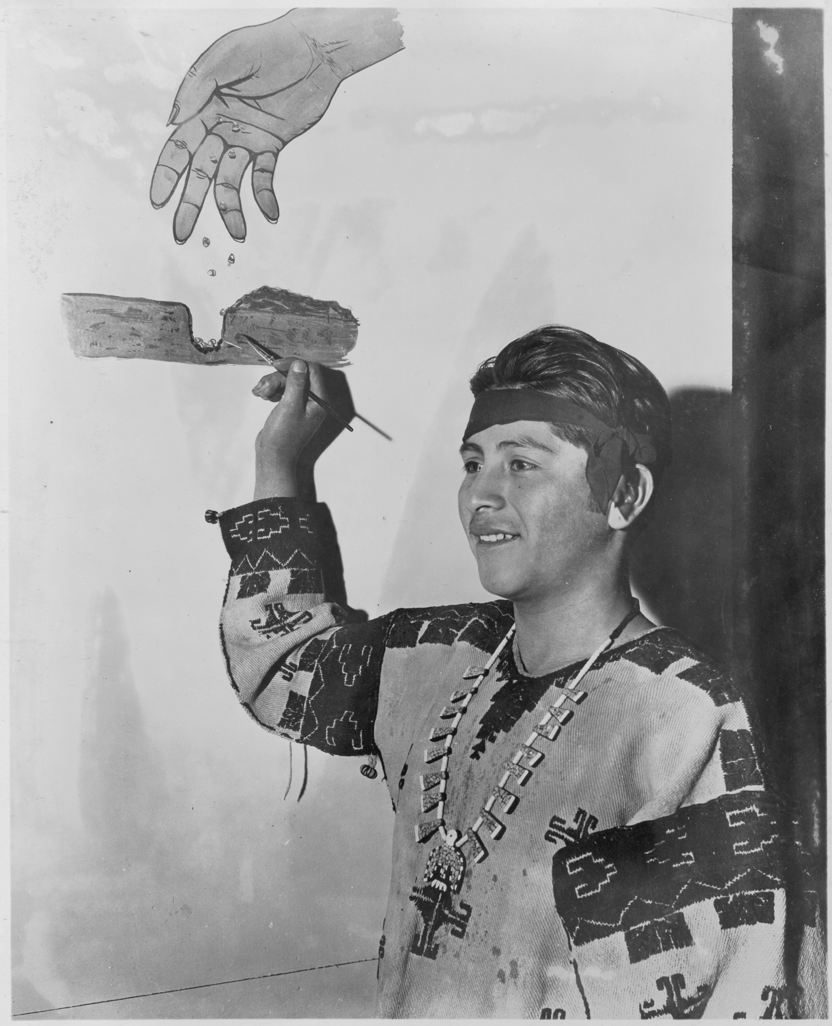"Hopi Painter of Arizona Charles Loloma, dressed in a Pueblo shirt and ...