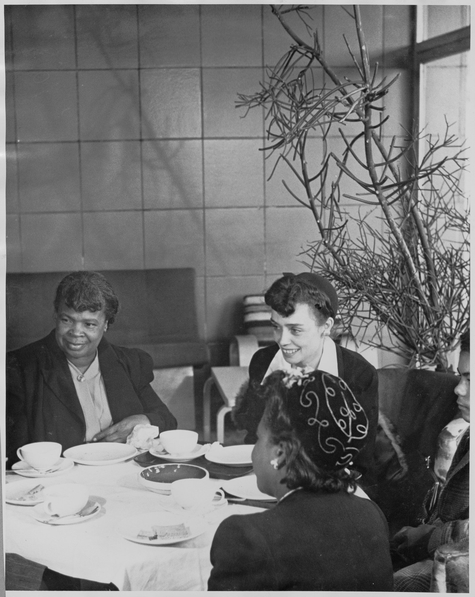 "Guests at the private preview and tea which opened the exhibition ...