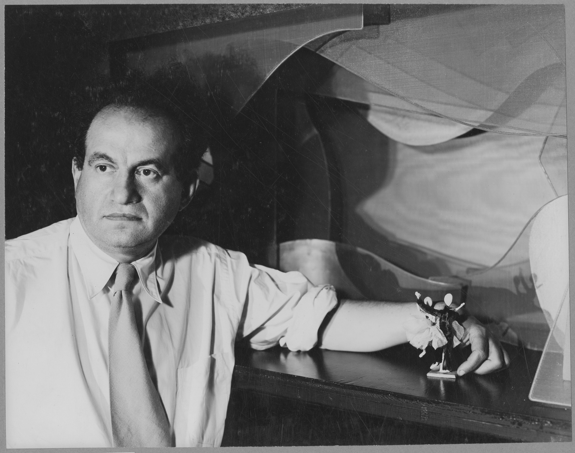 "Boris Aronson with his model stage for projected scenery, 1947," at ...