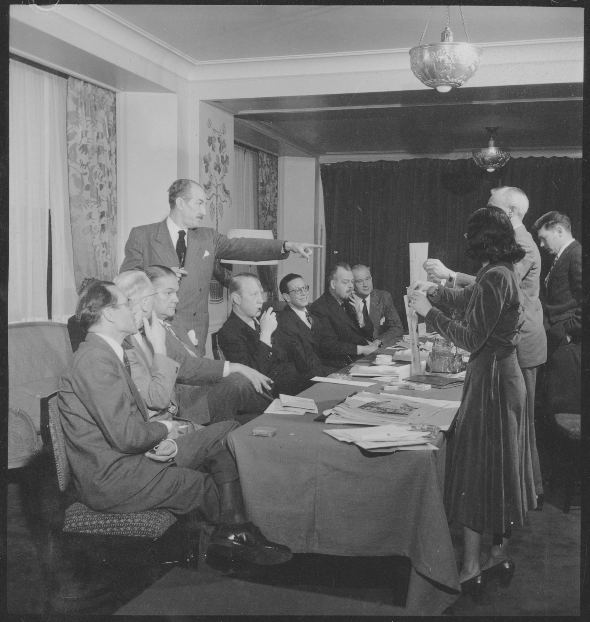 Left to right: Monroe Wheeler, Egbert Jacobson, Arthur T. Blomquist ...