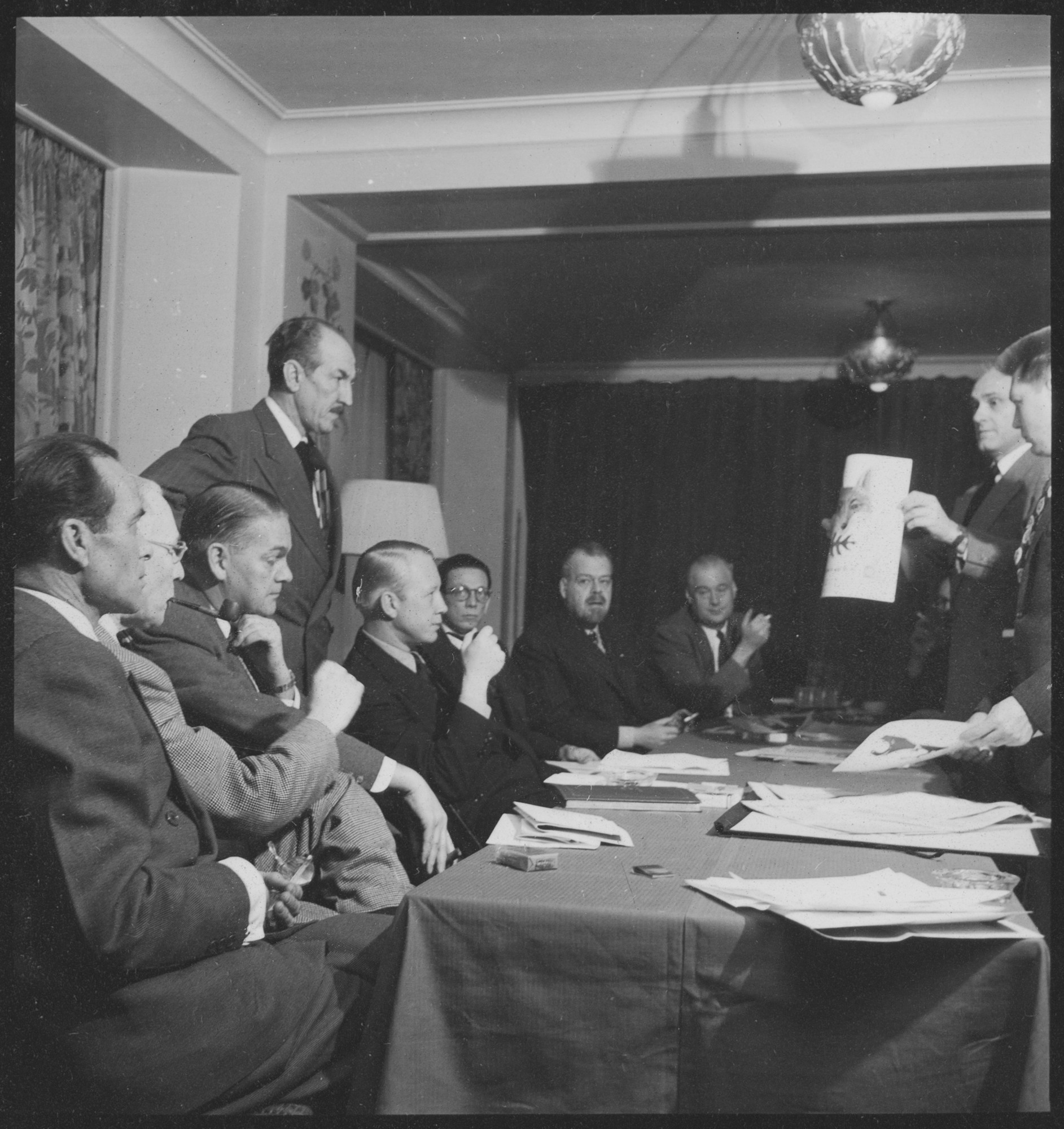 Left to right: Monroe Wheeler, Egbert Jacobson, Arthur T. Blomquist ...