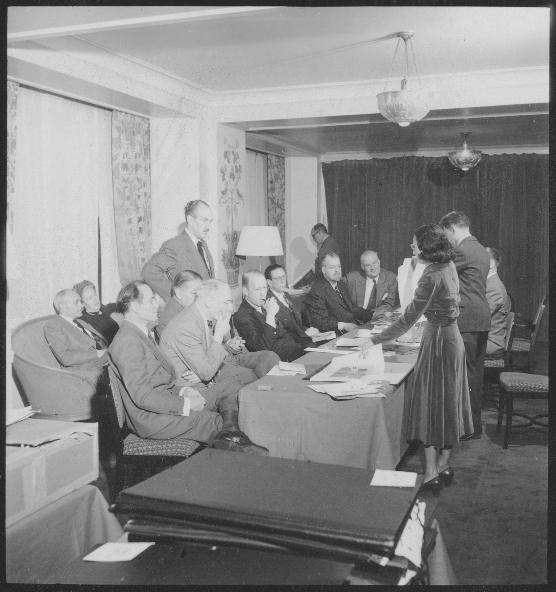 Left to right: Monroe Wheeler, Egbert Jacobson, Arthur T. Blomquist ...