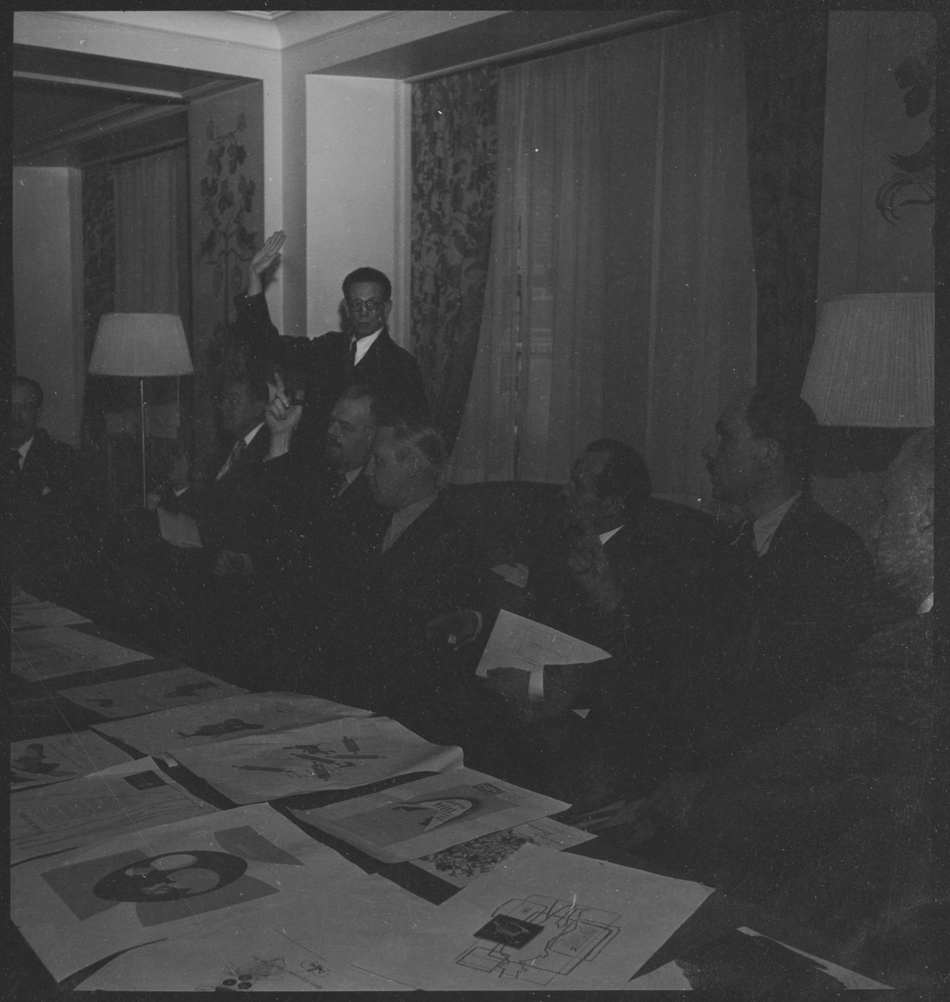 Left to right: Arthur Hawkins, Jr., Arthur T. Blomquist, Edgar Kaufman ...