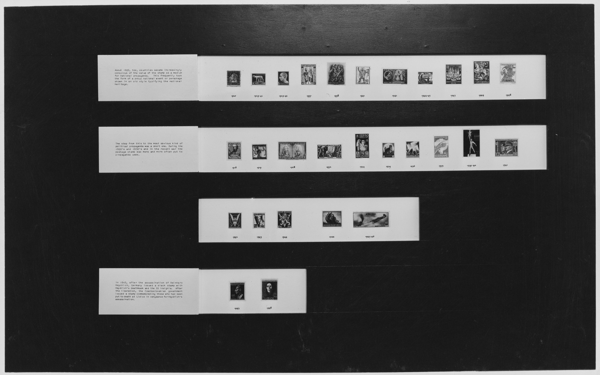 Installation view of the exhibition "Postage Stamp Design." | MoMA