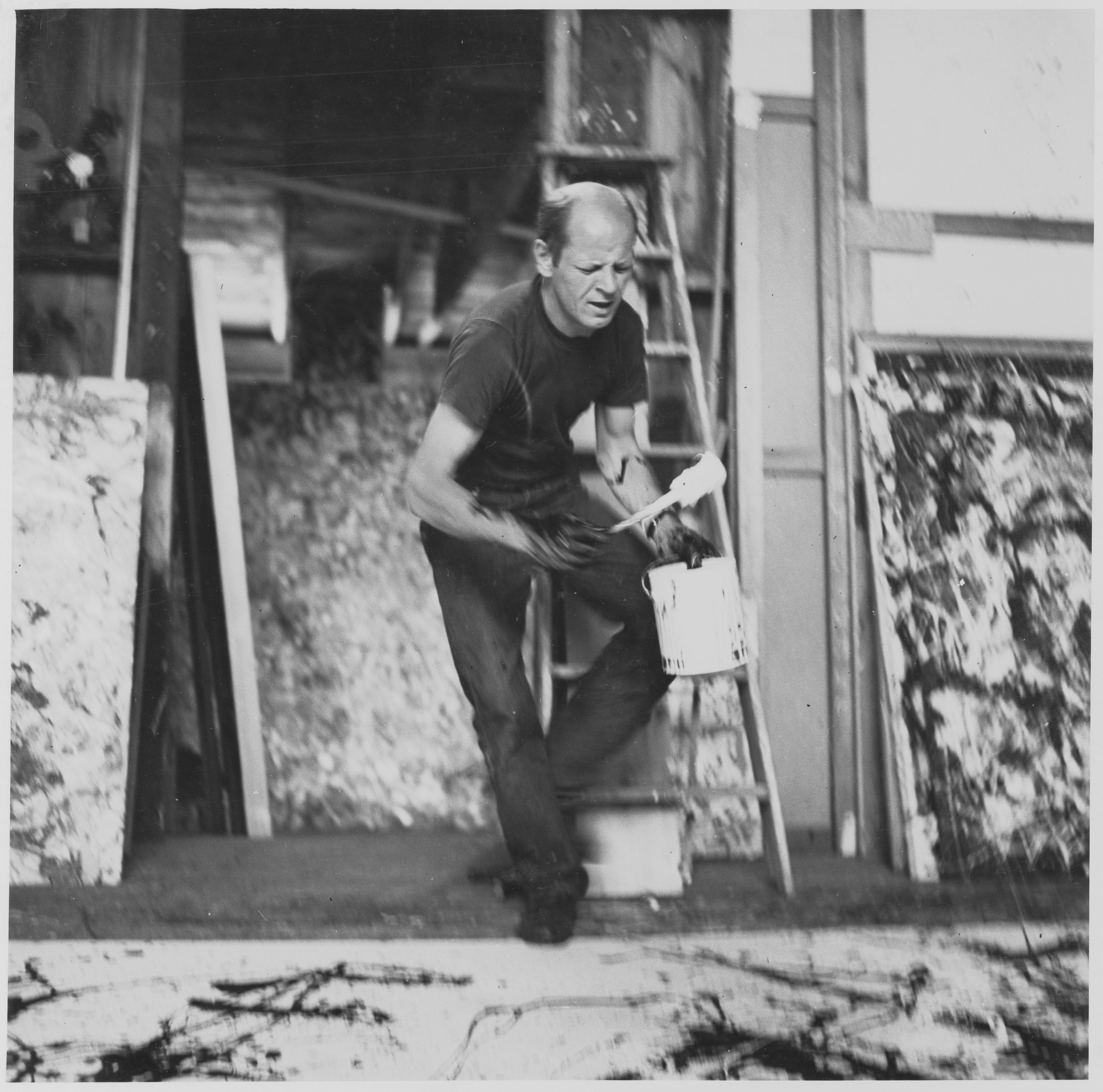 Jackson Pollock at work in his studio | MoMA