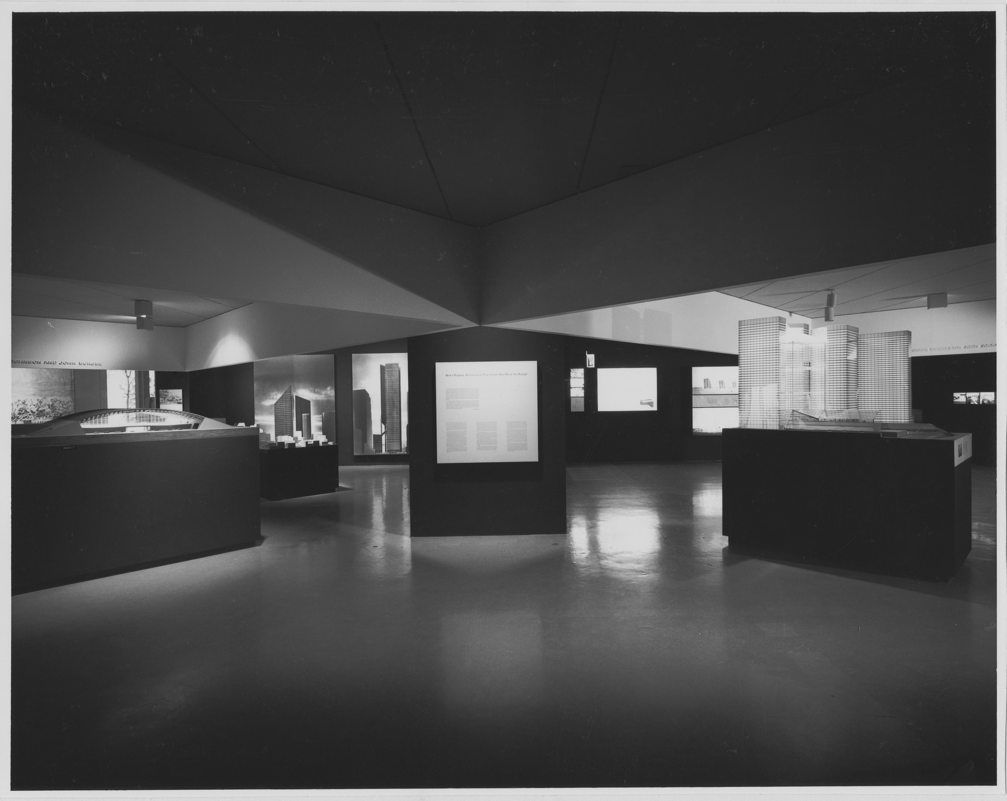 Installation view of the exhibition "Works in Progress: Architecture by ...