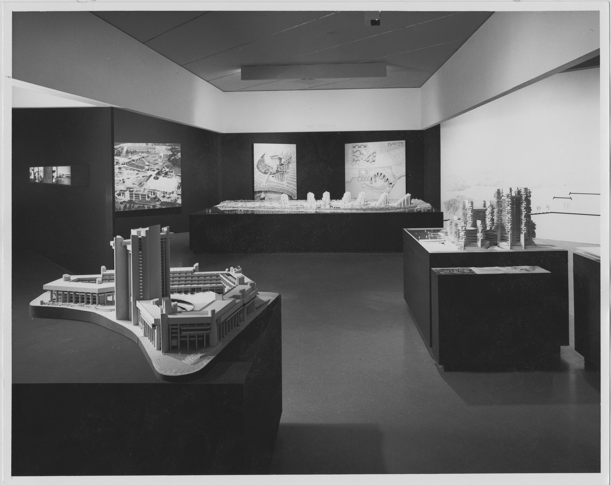 Installation view of the exhibition "Works in Progress: Architecture by ...