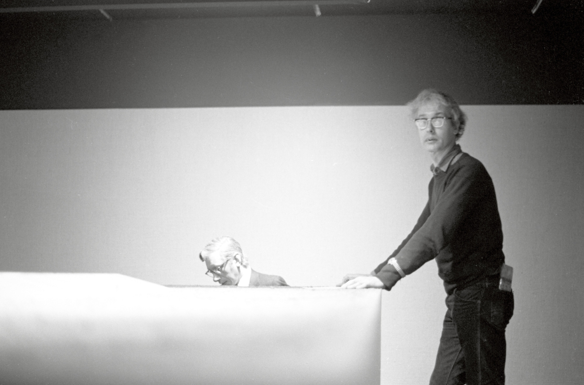 Arthur Drexler and Will Insley installing the exhibition, "Will Insley ...