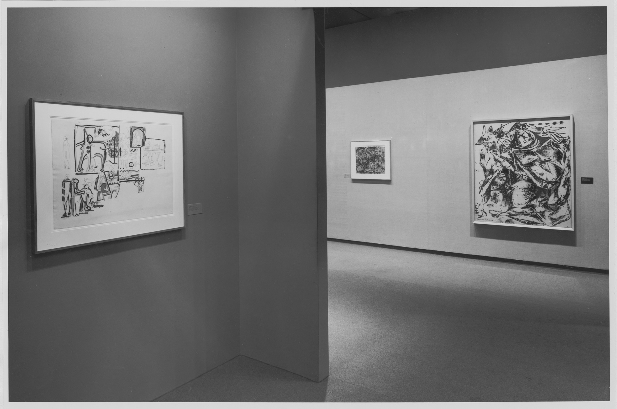 Installation view of the exhibition "Jackson Pollock: Drawing into ...