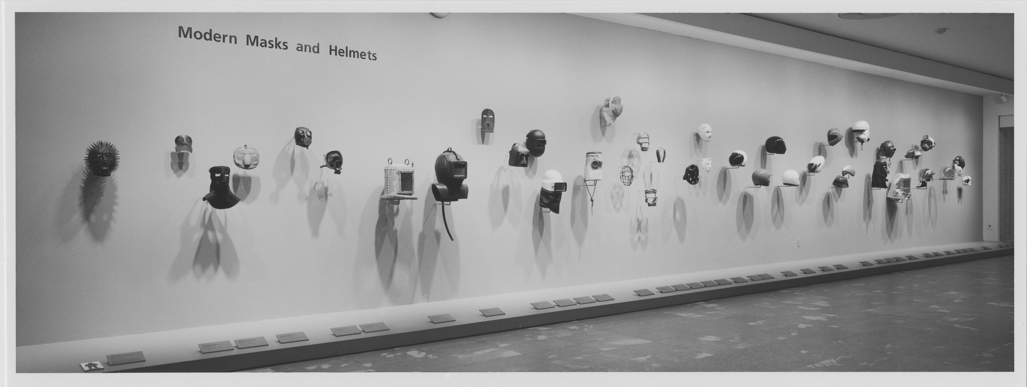 Installation view of the exhibition "Modern Masks and Helmets" | MoMA