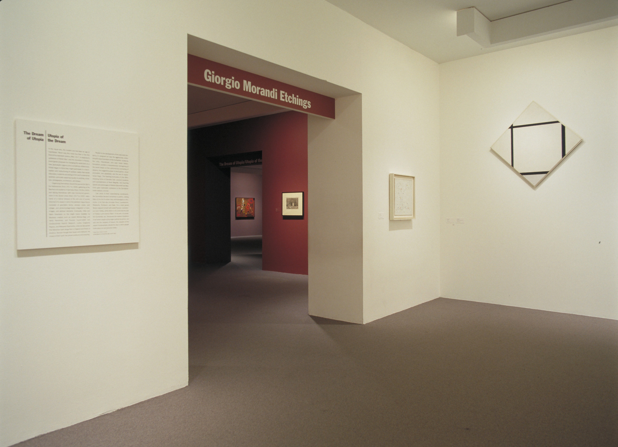 Installation view of the exhibition "Giorgio Morandi Etchings," in the ...