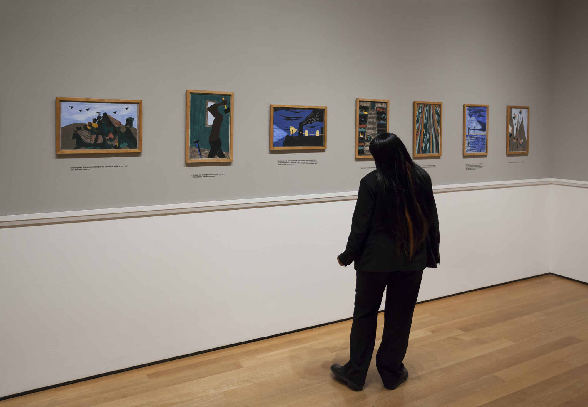 Installation view of the exhibition "One-Way Ticket: Jacob Lawrence's ...