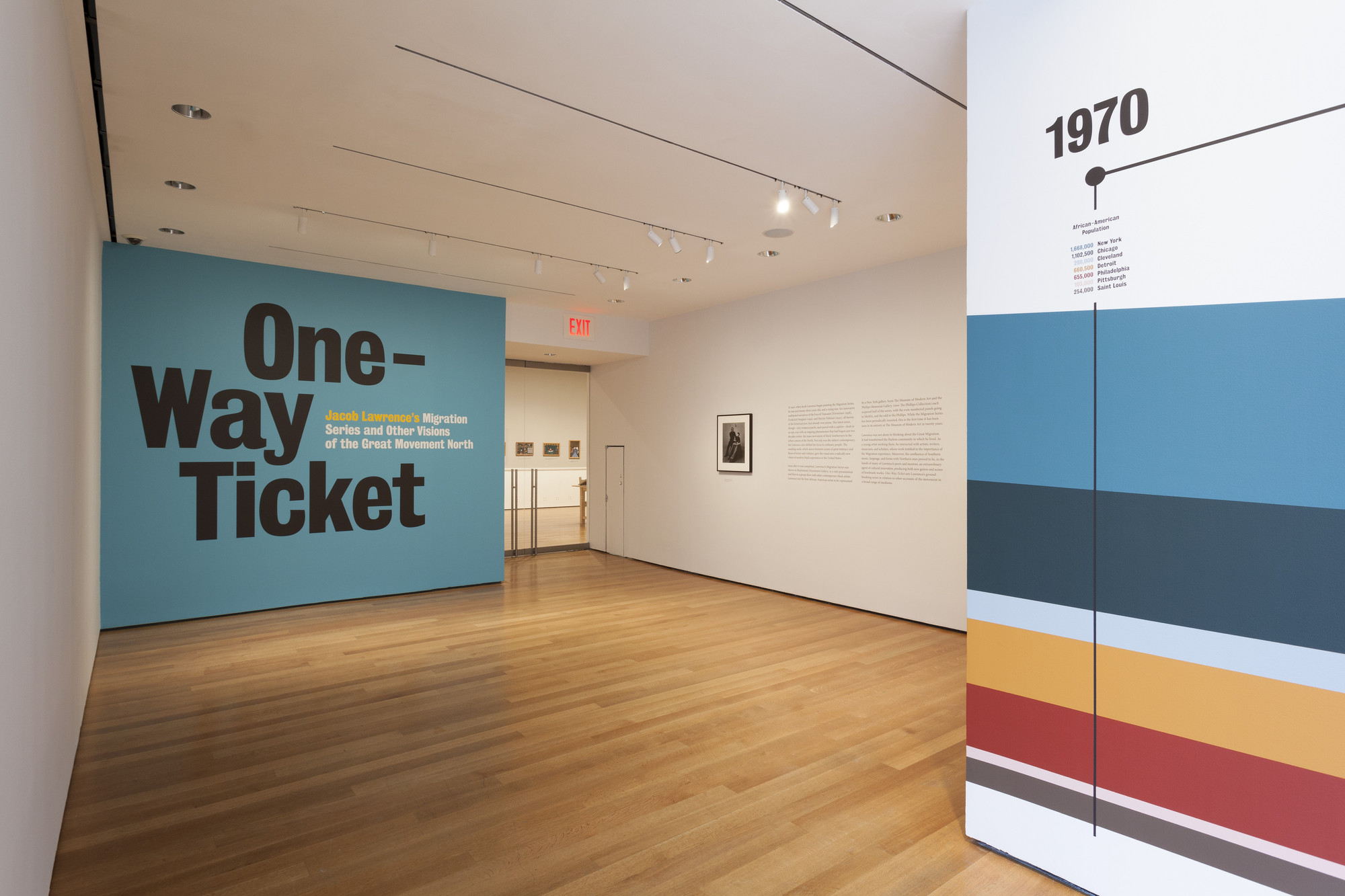 Installation view of the exhibition "One-Way Ticket: Jacob Lawrence's ...