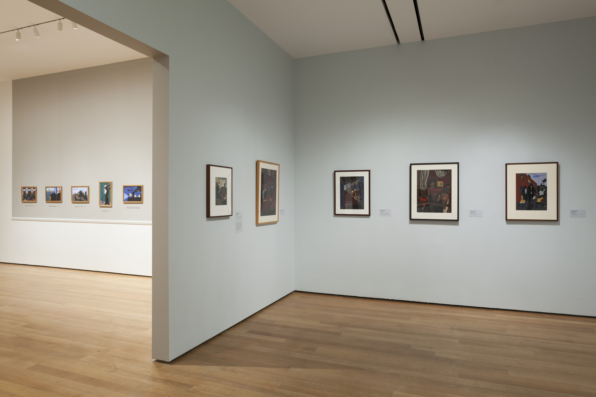 Installation view of the exhibition "One-Way Ticket: Jacob Lawrence's ...