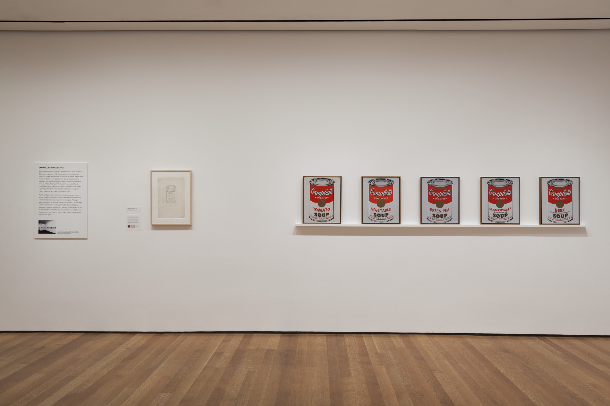 Installation view of the exhibition "Andy Warhol: Campbell's Soup Cans ...