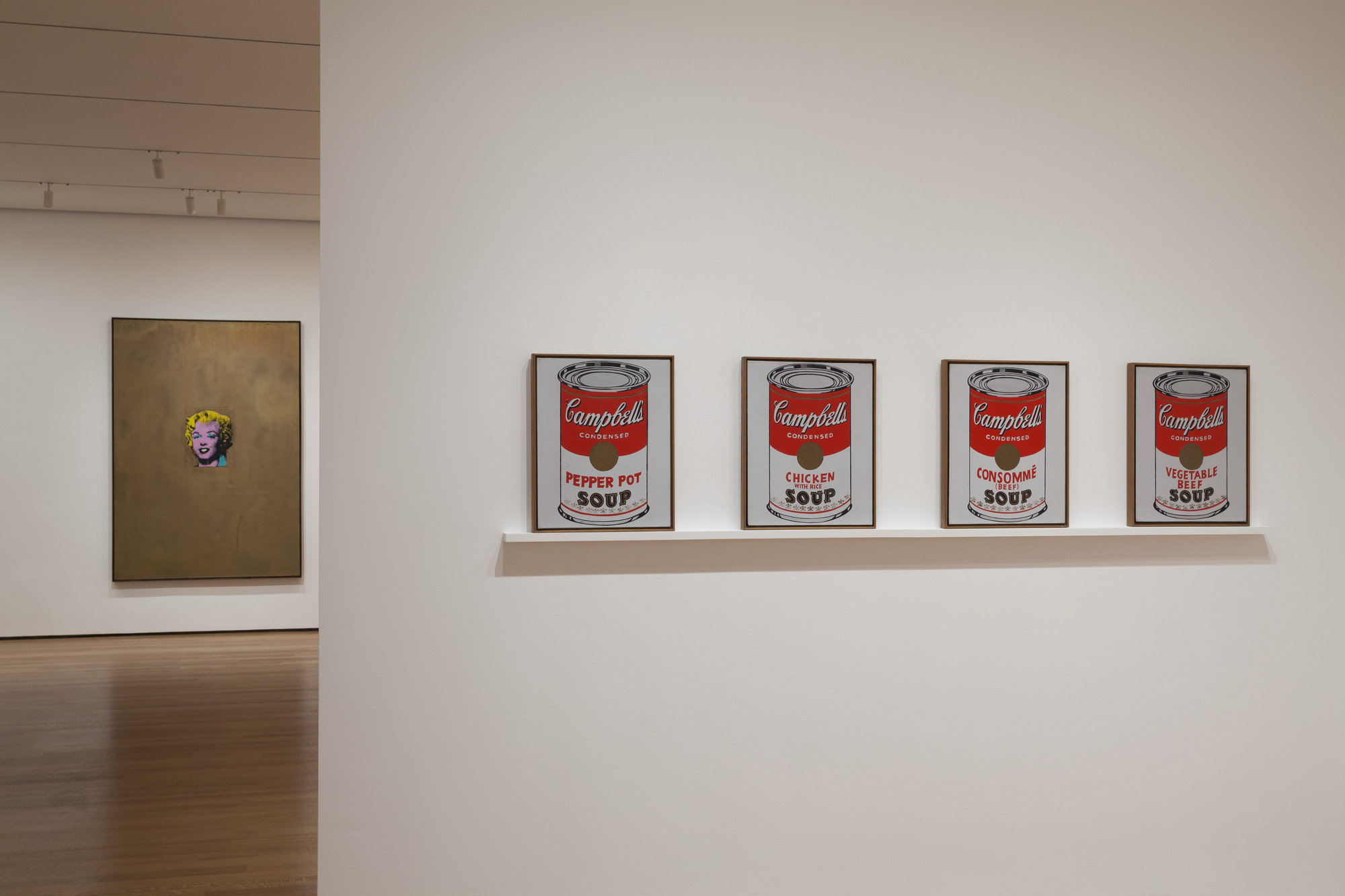 Installation view of the exhibition "Andy Warhol: Campbell's Soup Cans ...