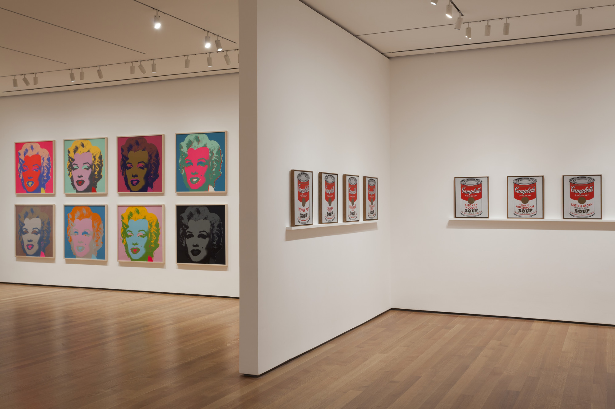 Installation view of the exhibition "Andy Warhol: Campbell's Soup Cans ...