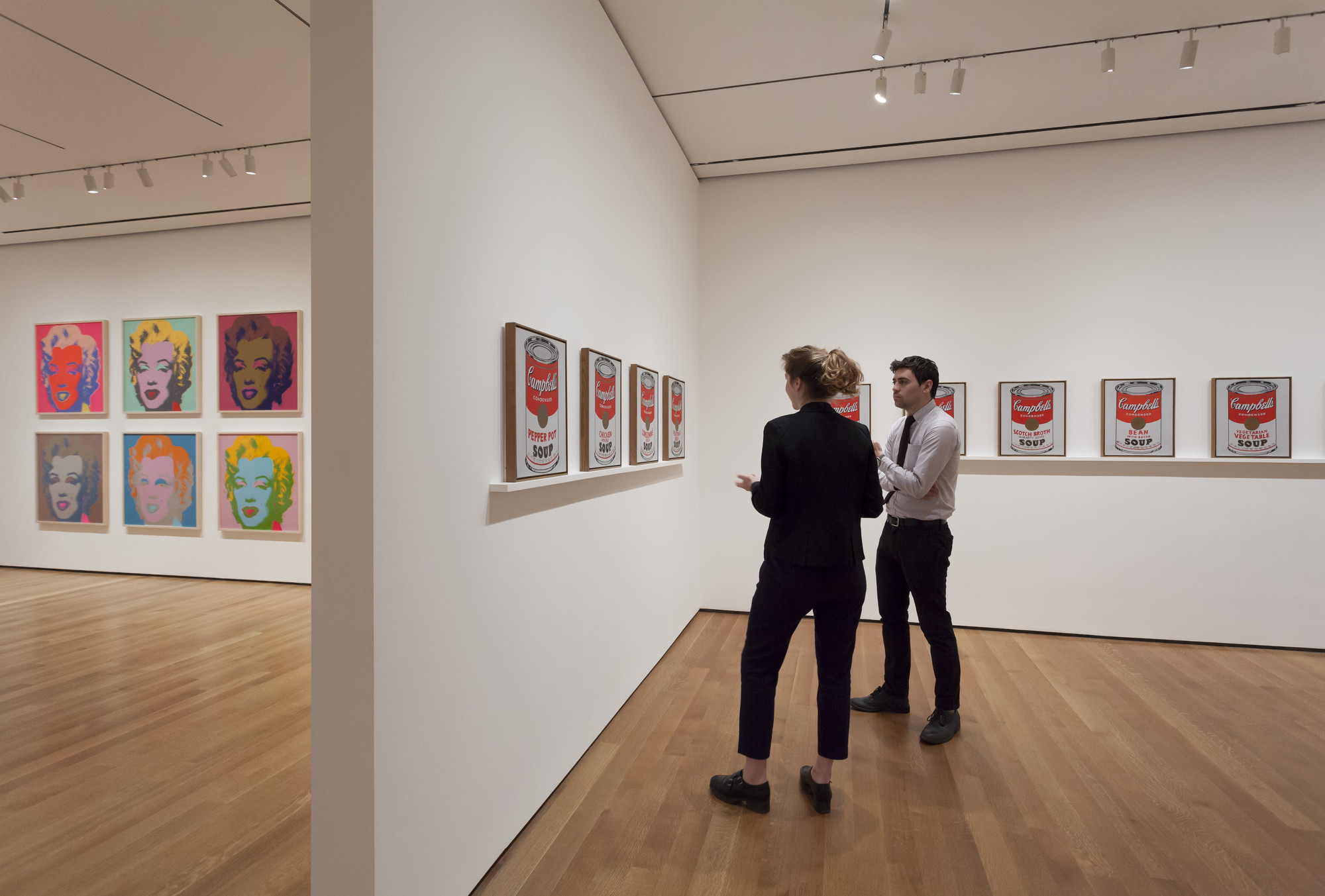 Installation view of the exhibition "Andy Warhol: Campbell's Soup Cans ...