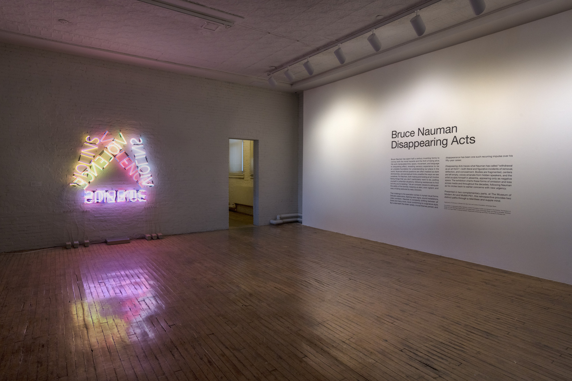 Installation view of the exhibition "Bruce Nauman: Disappearing Acts ...