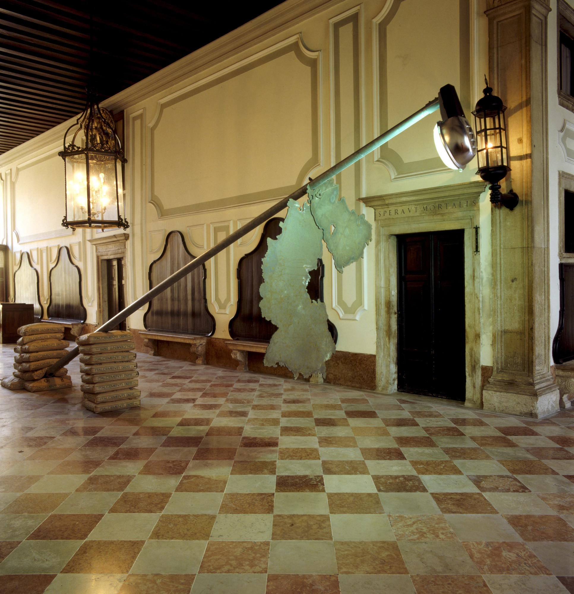 Installation view of Luciano Fabro's work in the exhibition "Casinò ...