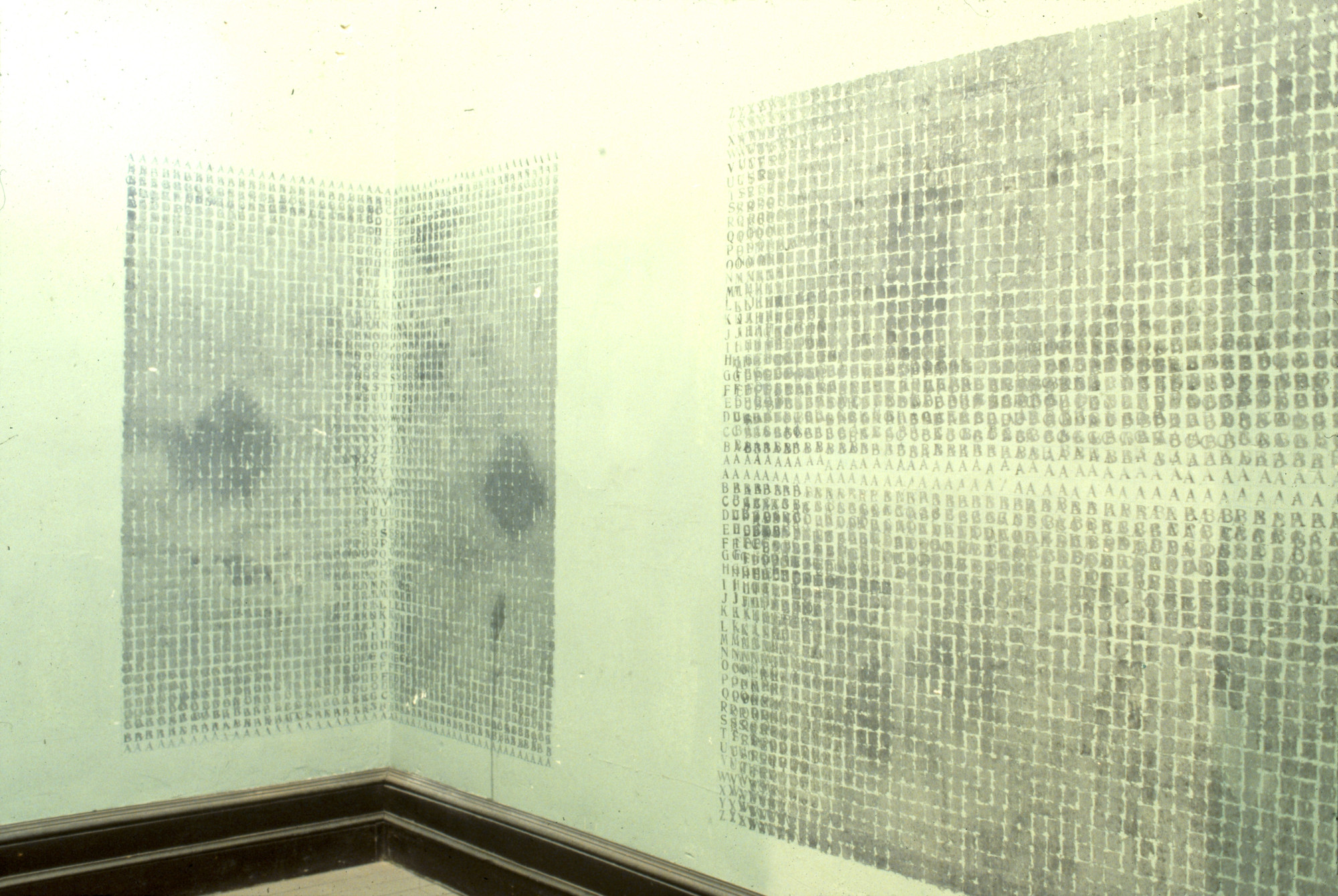 Installation view of Brenda Miller's work "Vertical Alphabet (26) North ...