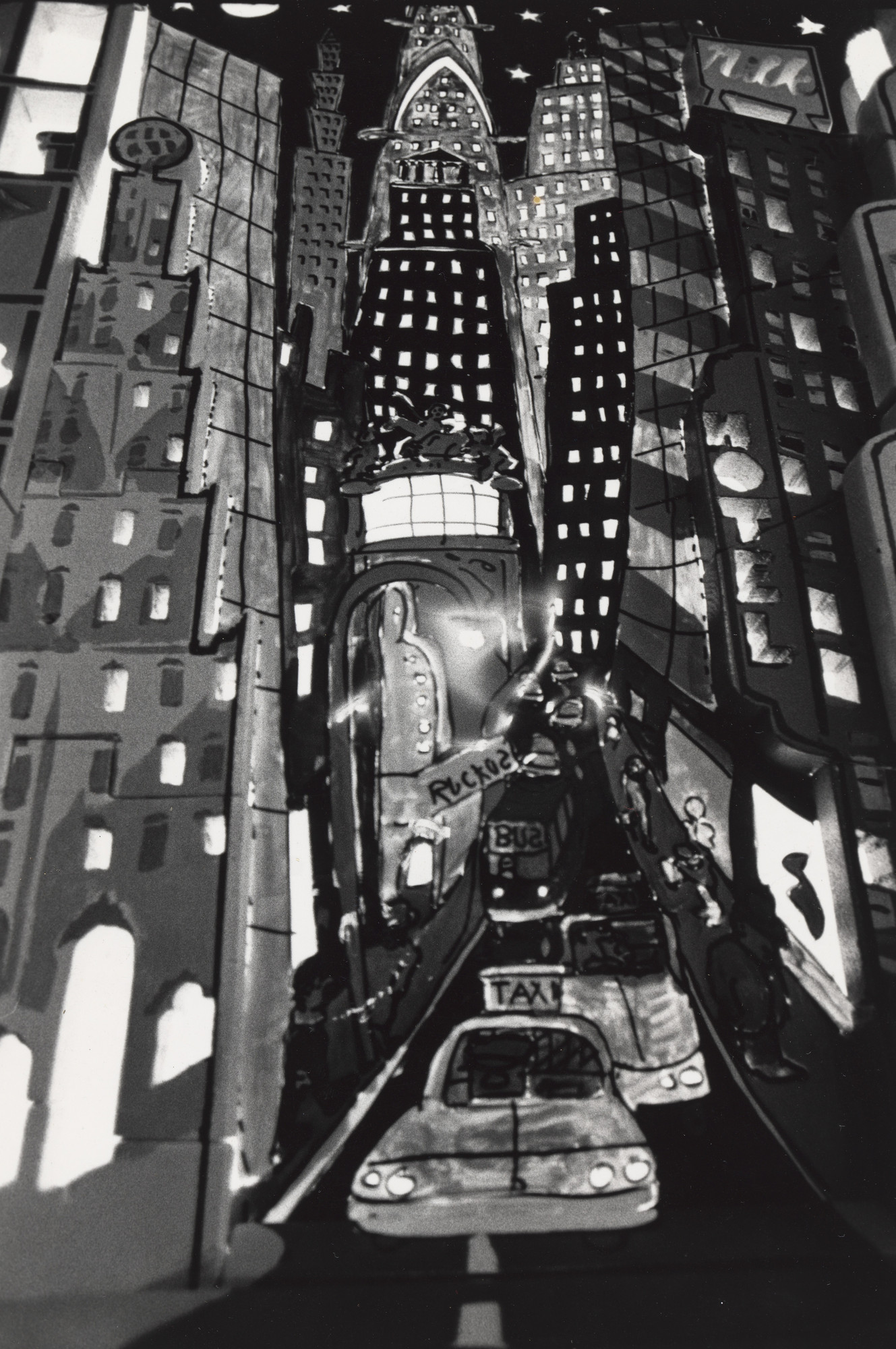 Installation view of "City Lights" by Red Grooms in the exhibition ...