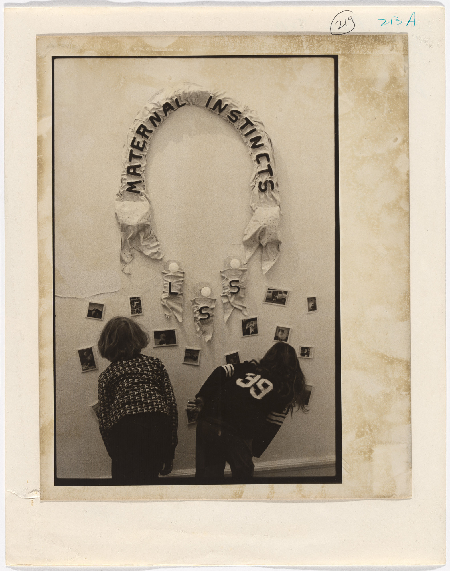 Installation view of "Maternal Instincts" (1974) by Ree Morton in the ...