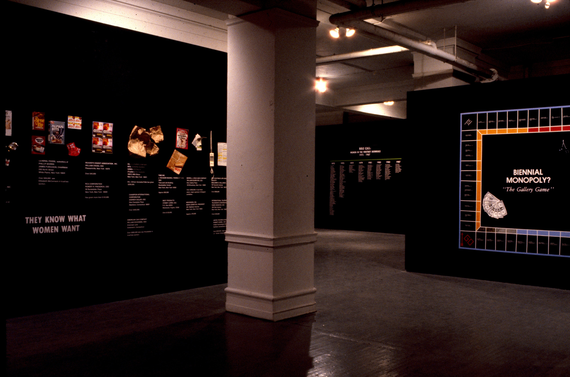Installation view of the exhibition "Guerrilla Girls Review the Whitney ...