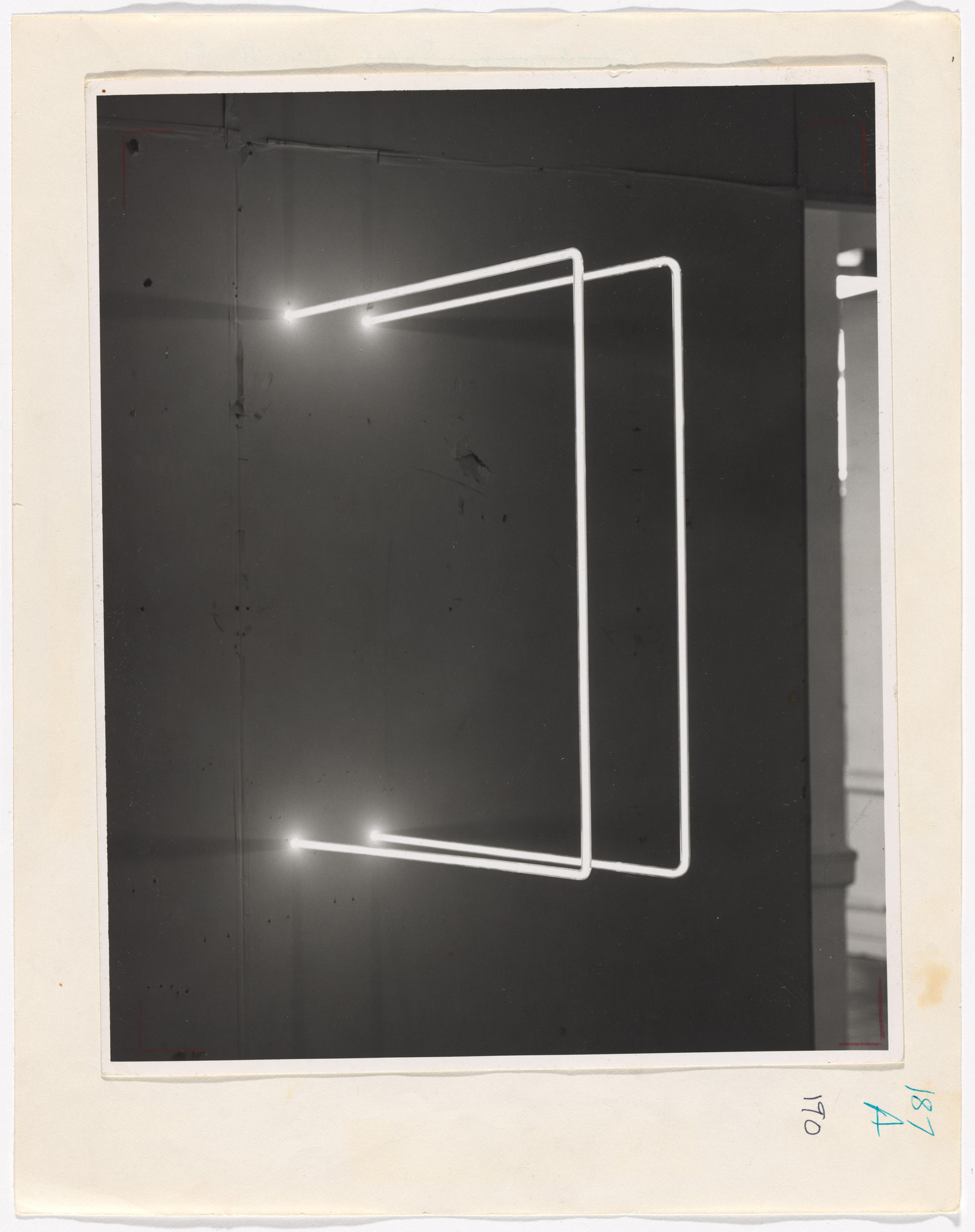 Installation view of "Two Incomplete Red Neon Squares on the Wall" by ...