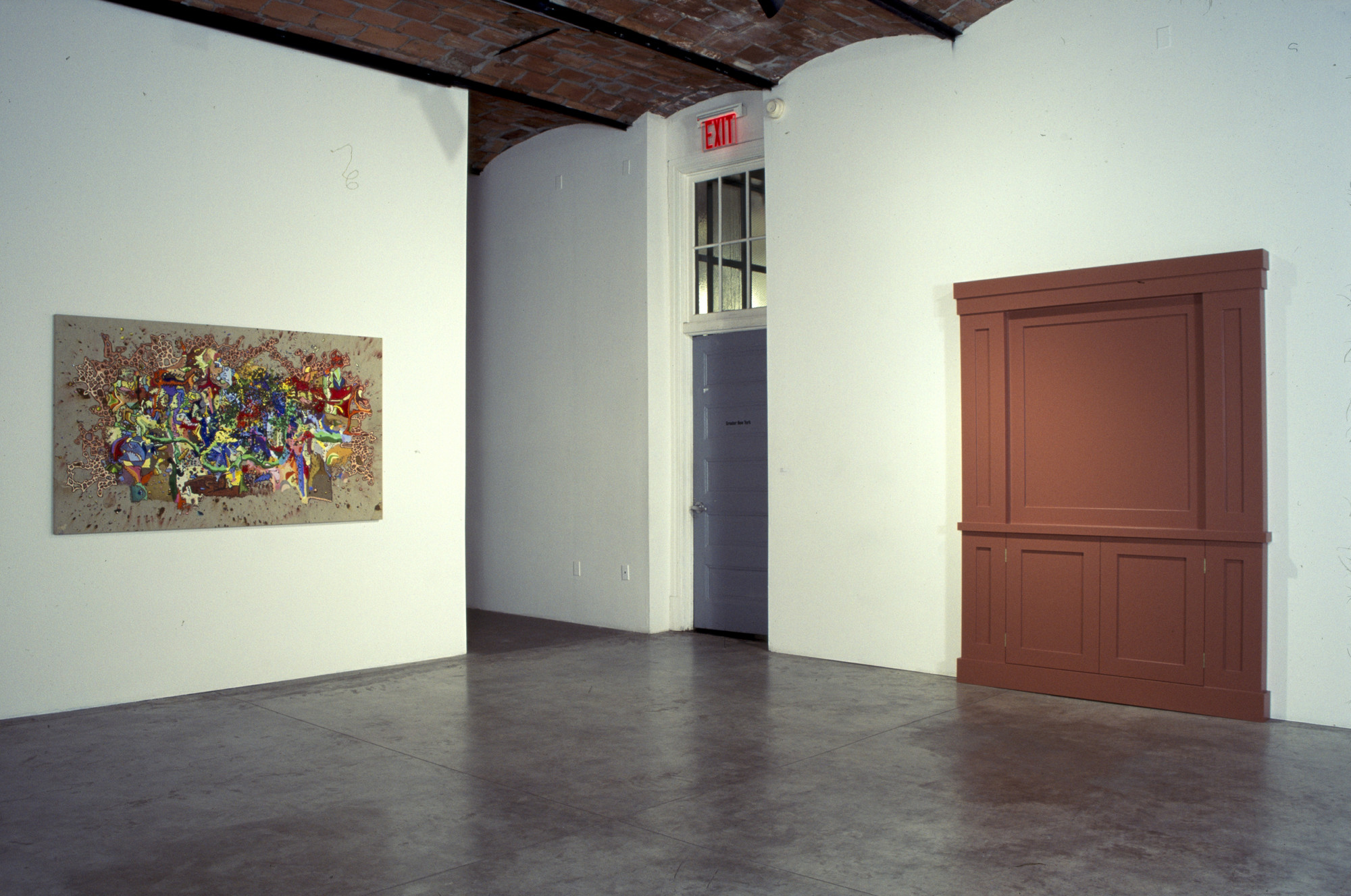 Installation view of "Peanut Butter Nation" (left) by Giles Lyon and ...