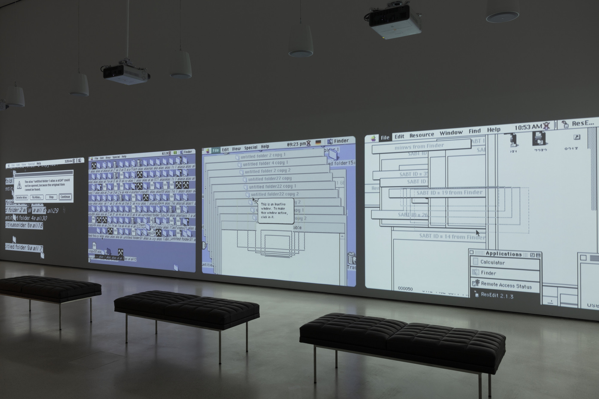 Installation view of the gallery "JODI's My%Desktop" in the exhibition ...