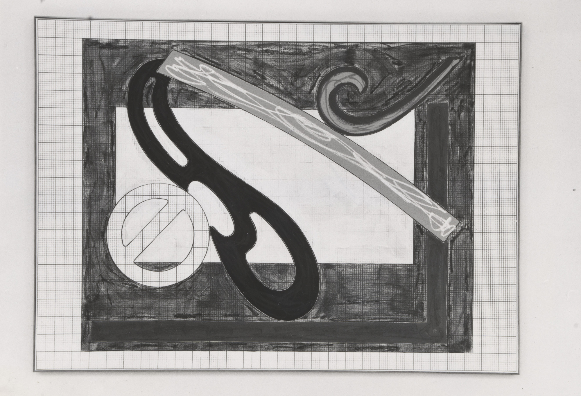 Installation view of work by Frank Stella in the P.S. 1 exhibition, "A ...