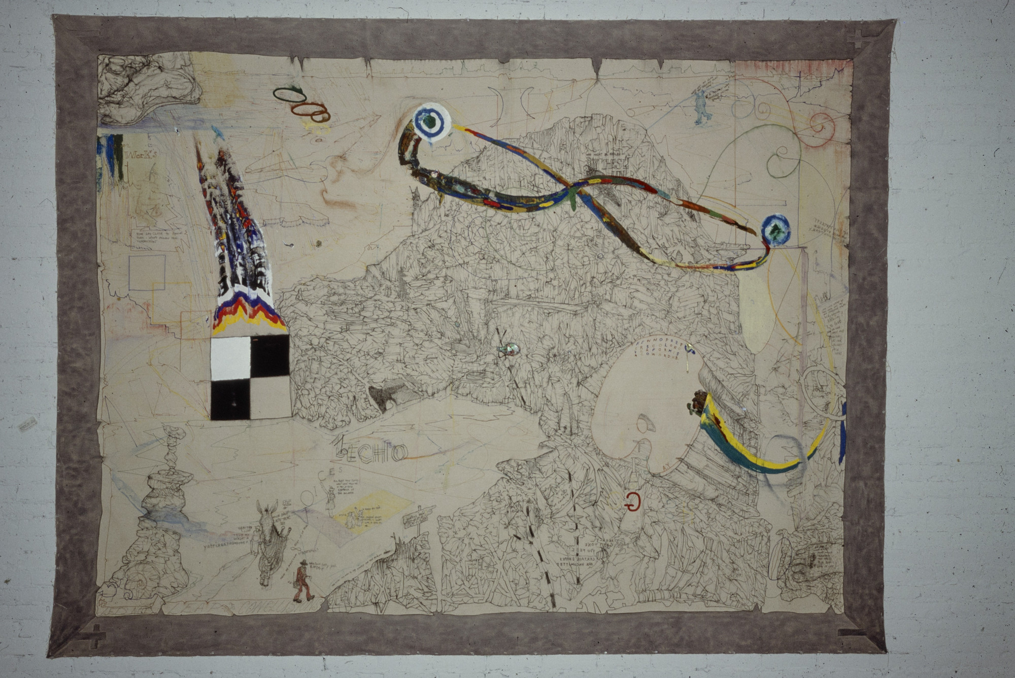 Installation view of work by William Wiley in the PS1 exhibition ...
