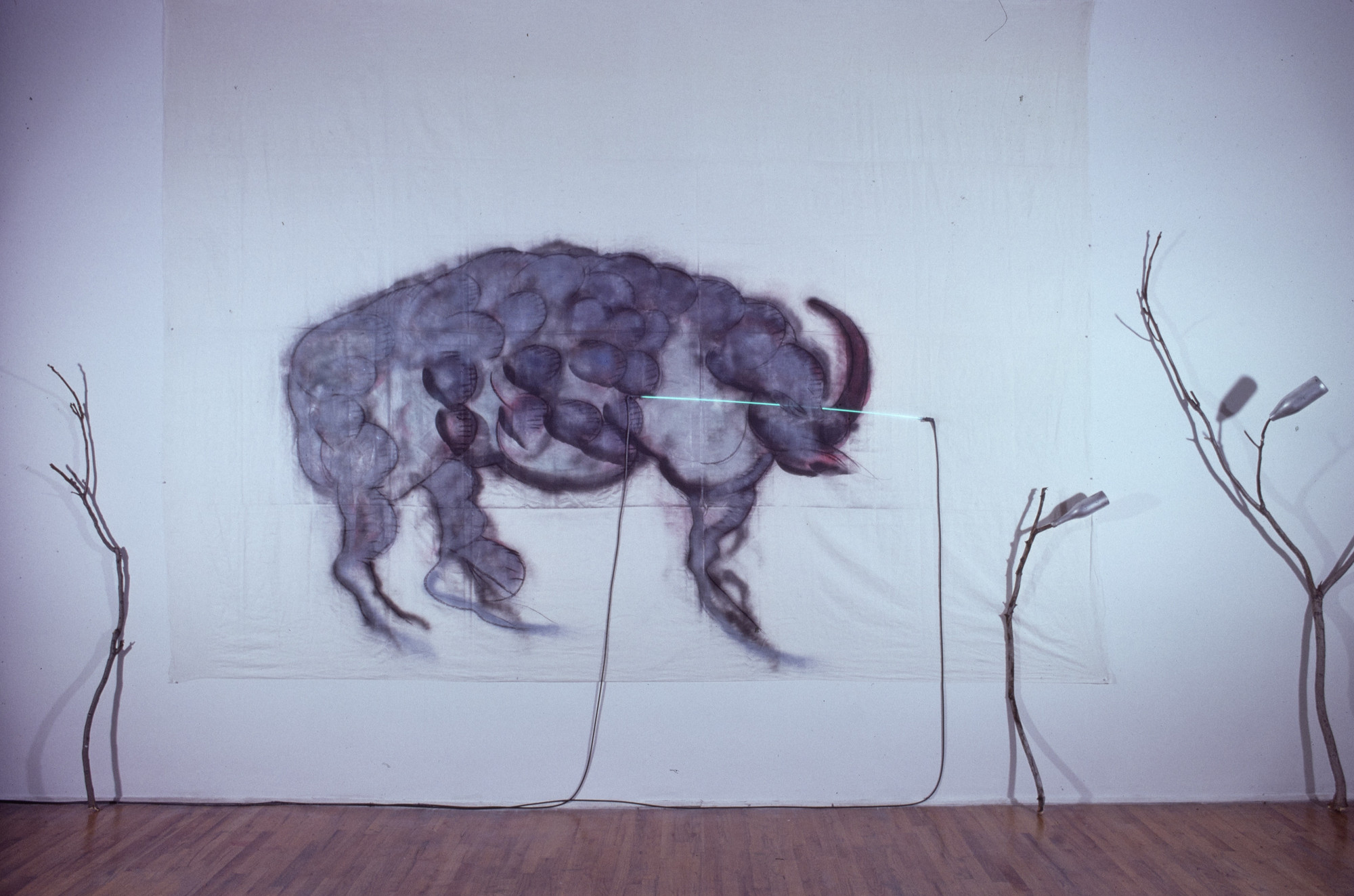 Installation view of work by Mario Merz in the P.S. 1 exhibition "Beast ...