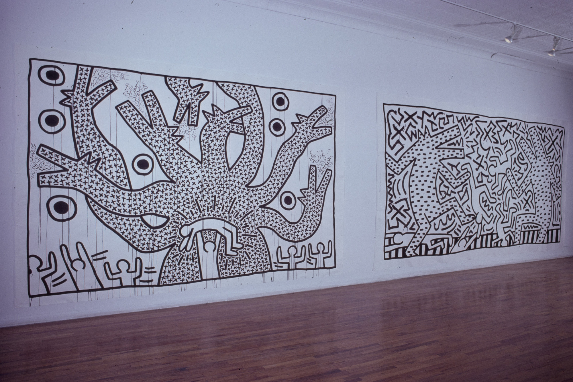 Installation view of work by Keith Haring in the P.S. 1 exhibition ...