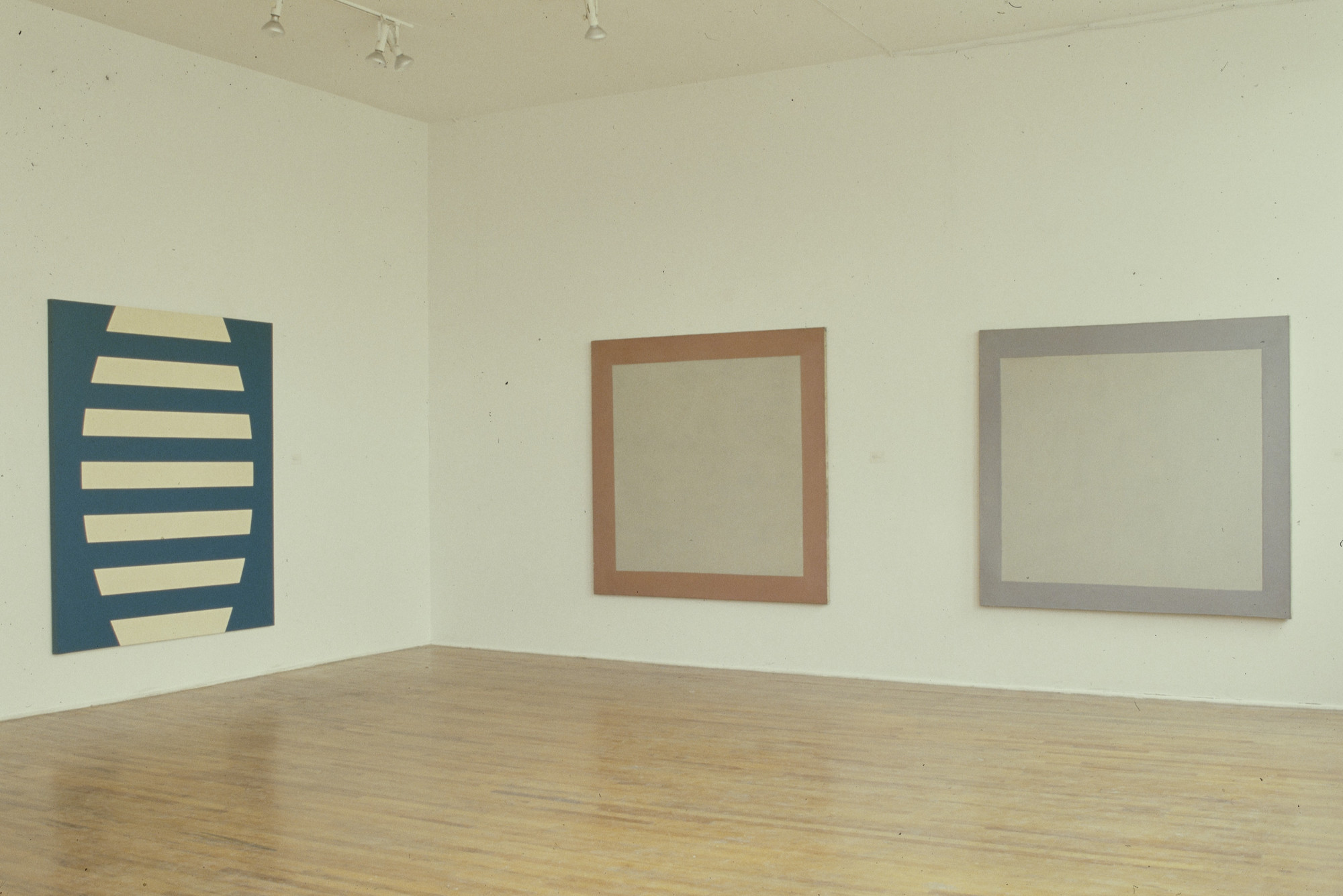 Installation view of works by Marcia Hafif and Ralph Humphrey in the P ...