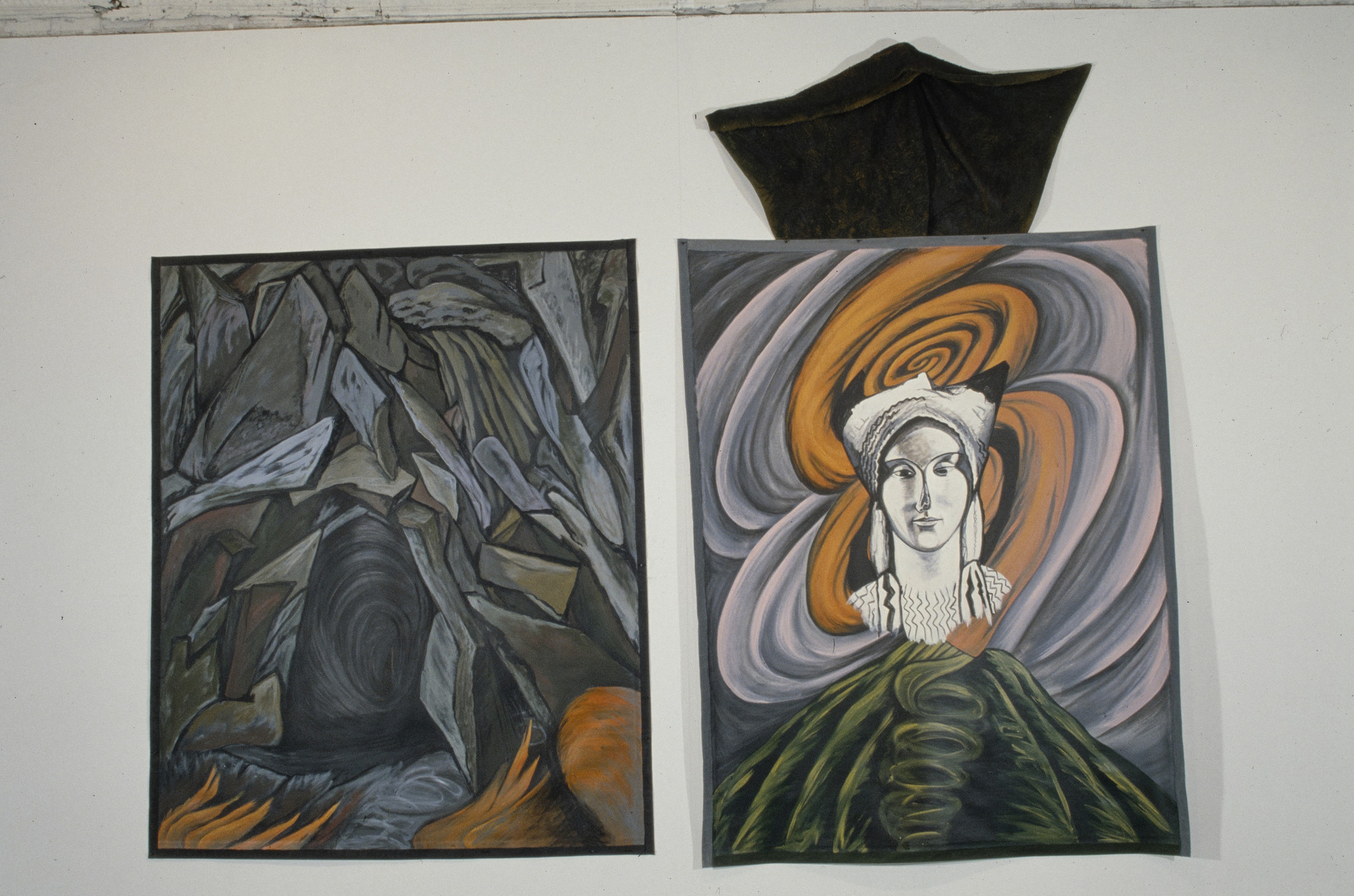 Installation view of work by Mary Beth Edelson in the P.S. 1 exhibition ...