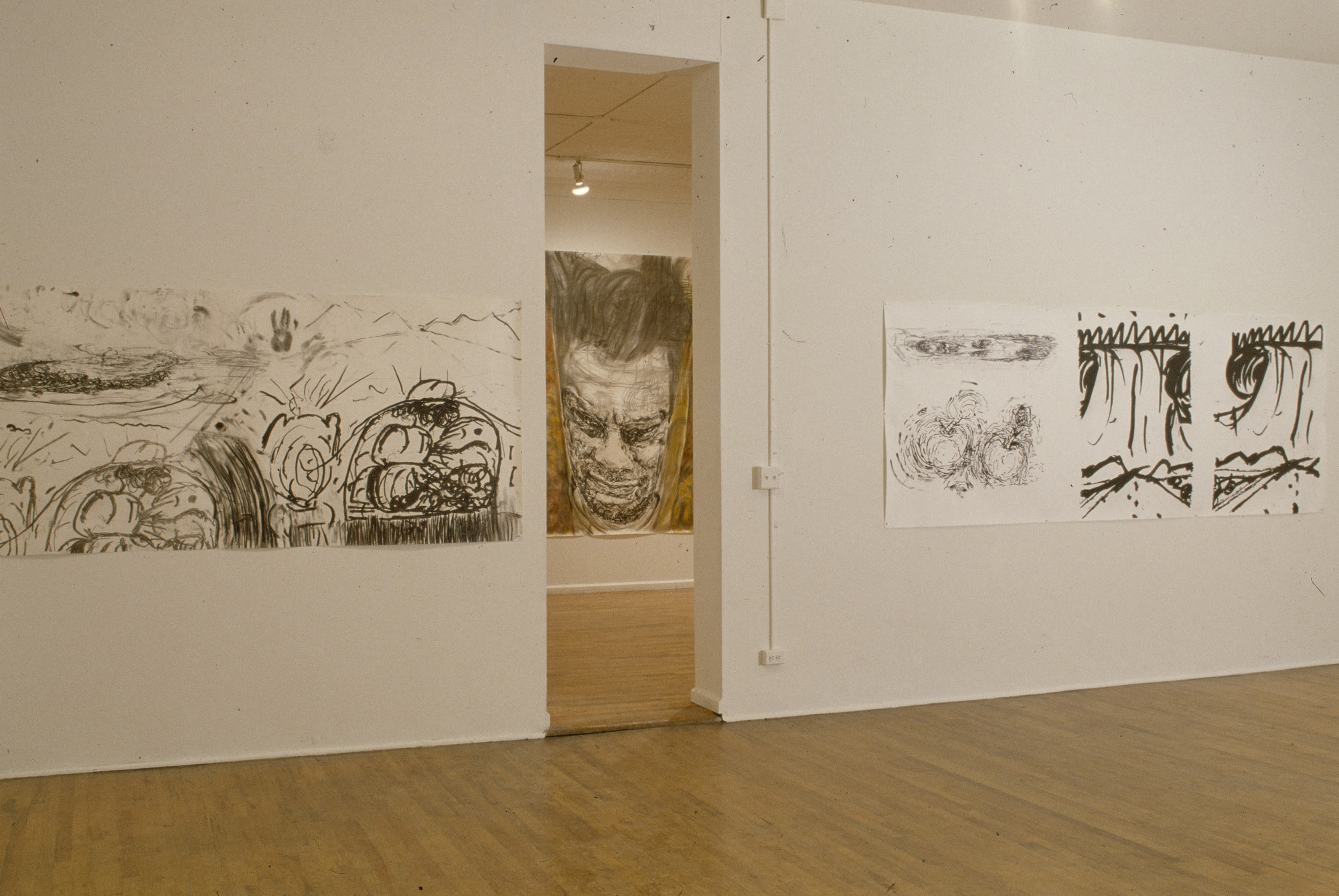Installation view of work by Mike Parr in the P.S. 1 exhibition "An ...