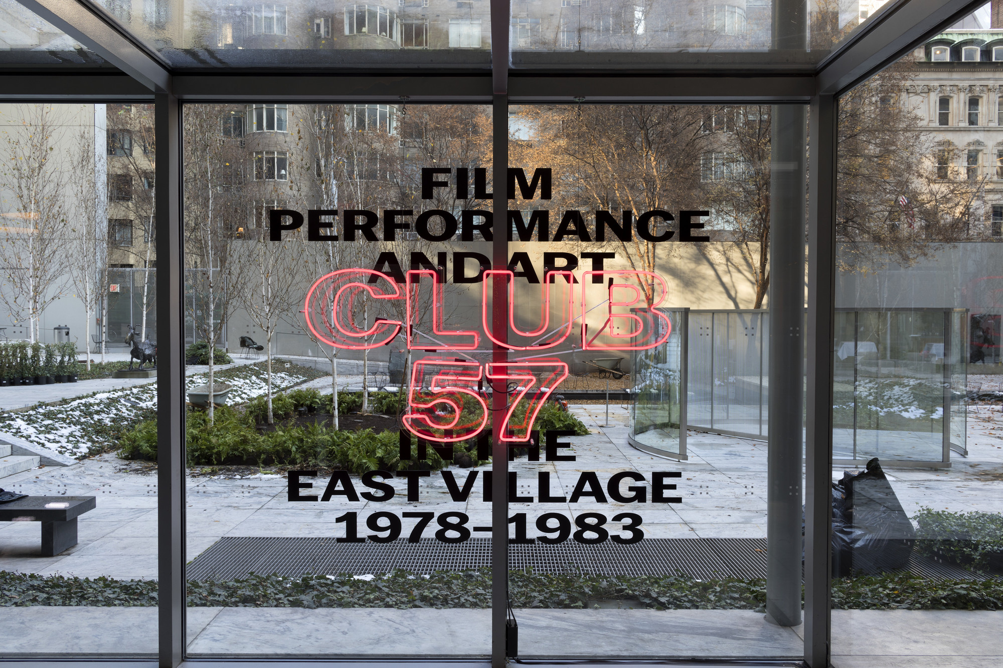 Installation view of the exhibition "Club 57: Film, Performance, and ...