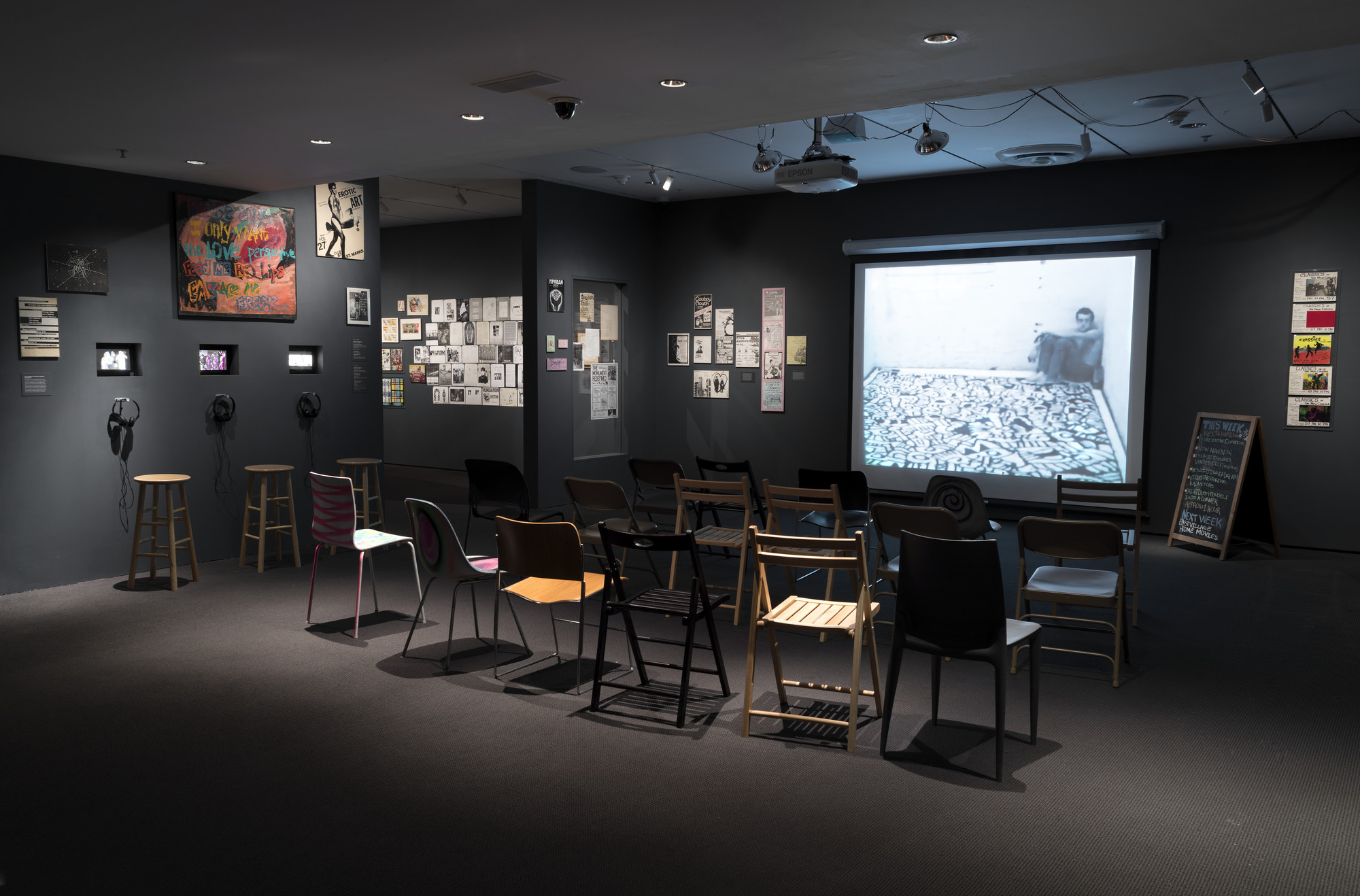 Installation view of the exhibition "Club 57: Film, Performance, and ...