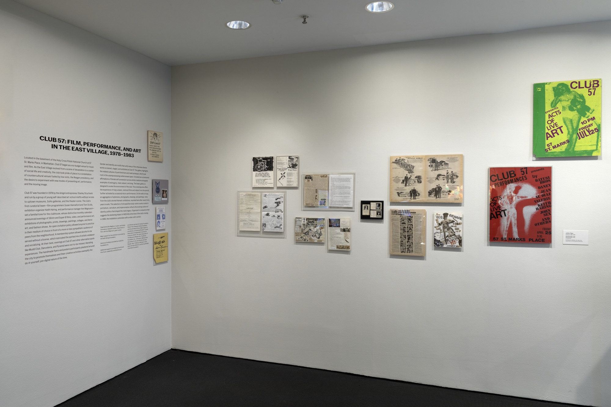 Installation view of the exhibition "Club 57: Film, Performance, and ...